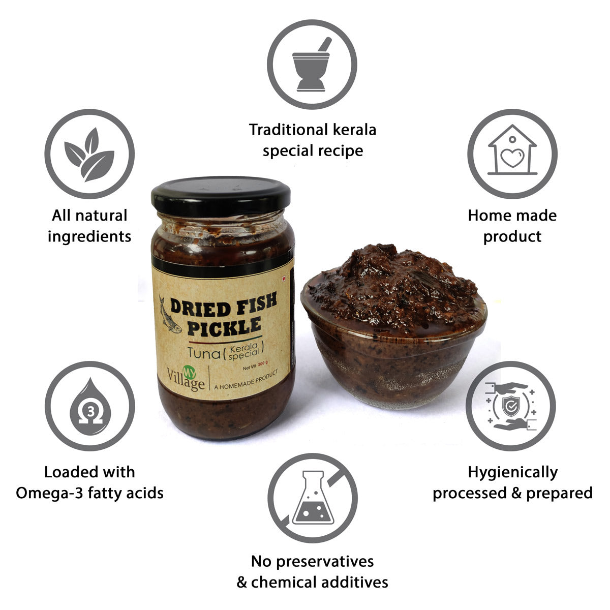 Dry Fish Pickle (Tuna Fish), Kerala Special Fish Pickle – MyVillageShop.com
