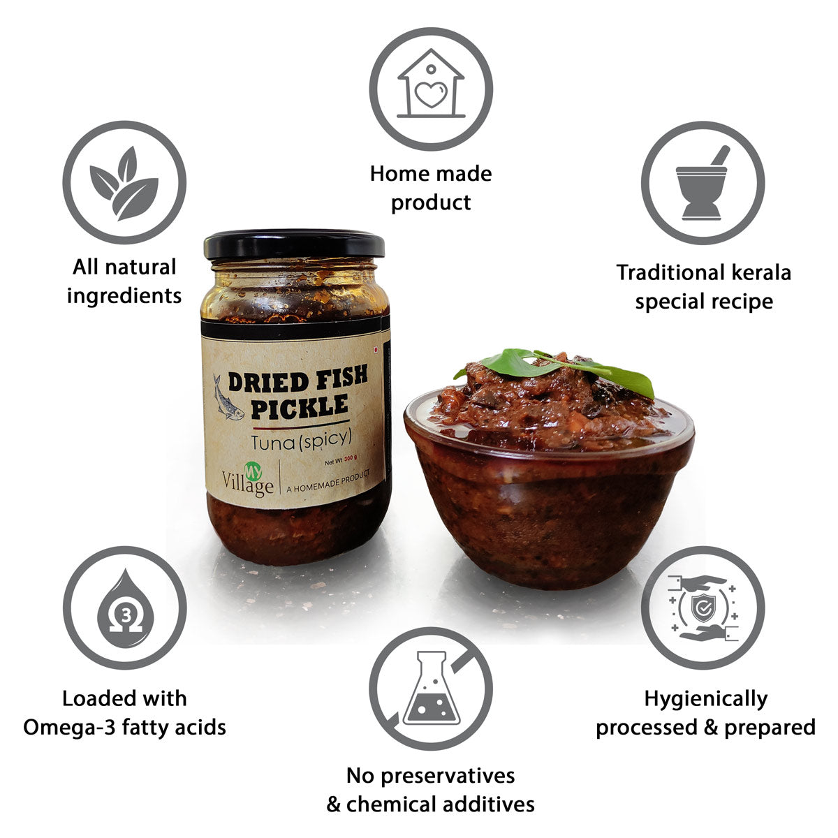 Dry Fish Pickle (Tuna Fish), Homemade Spicy Fish Pickle – MyVillageShop.com